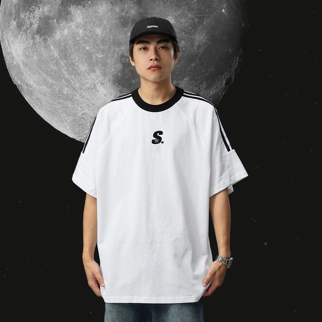 STA national fashion American retro splicing raglan short-sleeved T ...