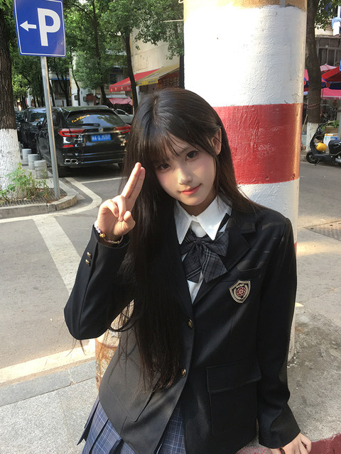 JK Wind suit uniform women's college wind two buckle gray black pupa west uniform jackets ...