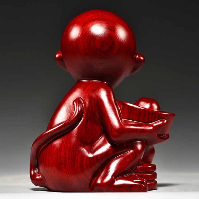 Red rosewood monkey carving ornaments twelve zodiac monkey wood monkey ...