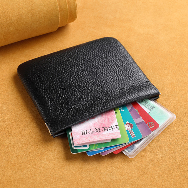 Automatic closing shrapnel storage bag genuine leather coin wallet ...