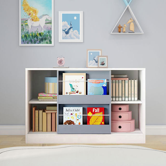 Solid wood children's toy storage rack bookshelf picture book rack home ...