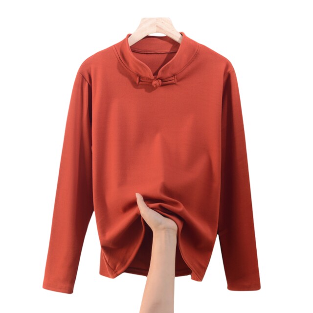 Autumn and winter velvet warm long-sleeved T-shirt Chinese style women ...