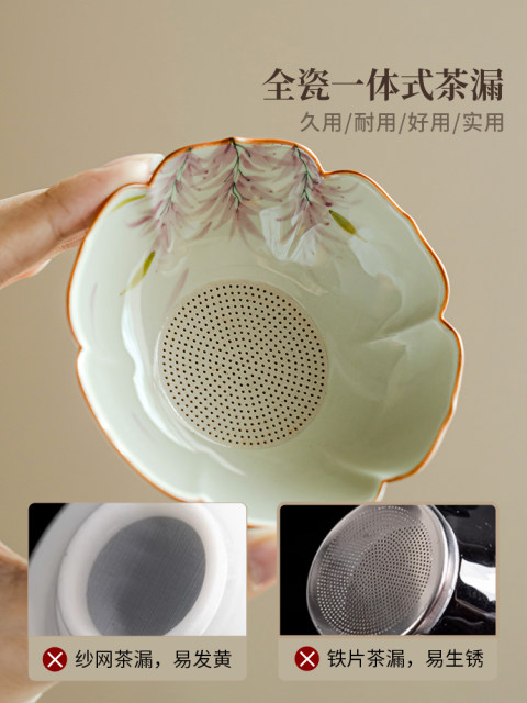 Tuotu tea leakage tea filter ceramic hand -painted cute rabbit tea ...
