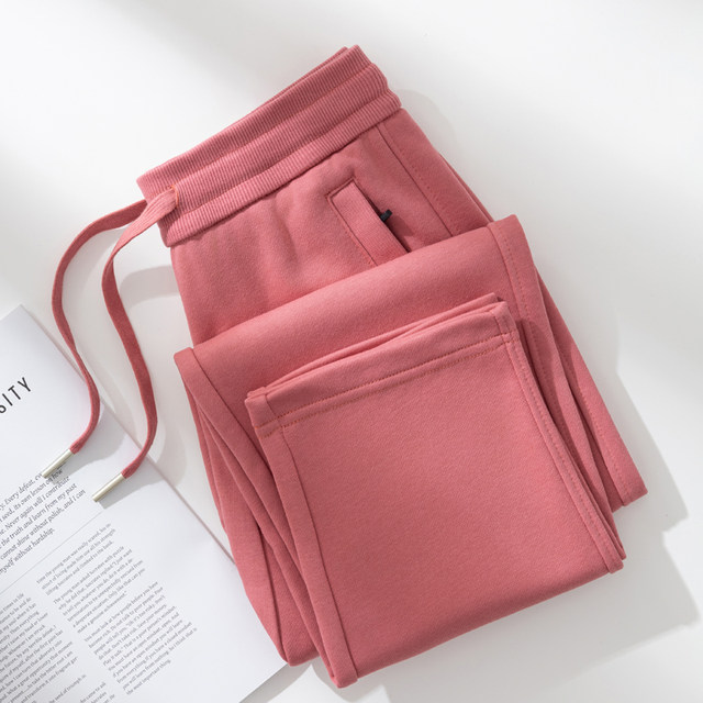 2024 Bean Paste Pink Sports Pants Women's Straight Leg Loose High Waist ...