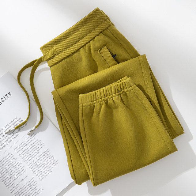Spring, autumn and winter age-reducing mustard green sweatpants for ...