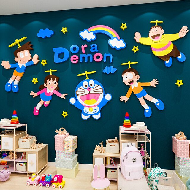 Children's room boys and girls bedroom bedside layout Doraemon Doraemon ...