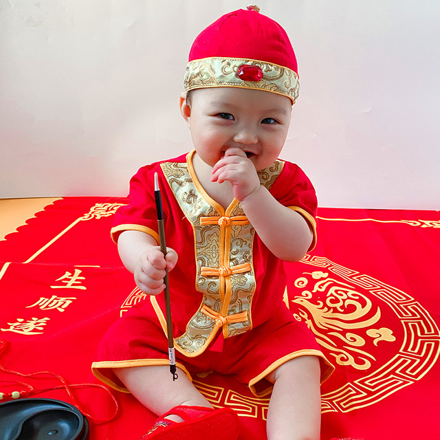 Chinese style baby clothes set for men and women, short-sleeved cotton ...