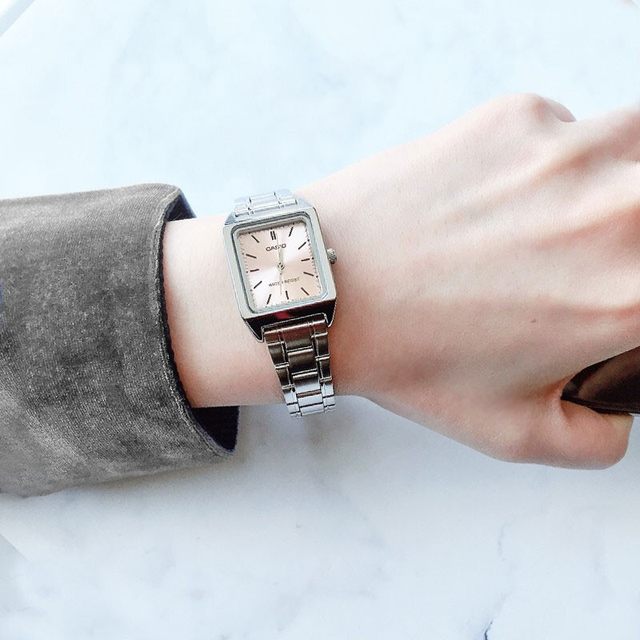 Casio Casio watch women's small square official authentic fashion student quartz watch LTP-V007D-4E