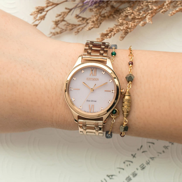 Citizen simple style watch women's light kinetic energy new rose ...