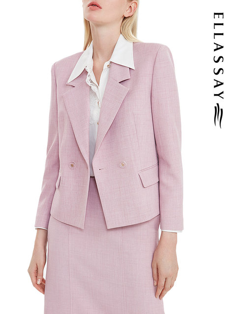 ELLASSAY spring new hemp twill honey pink suit for women EWE331T04500