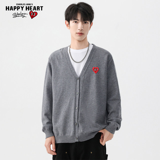 Charles Heart Autumn and Winter New V-neck Love Knitted Cardigan ...