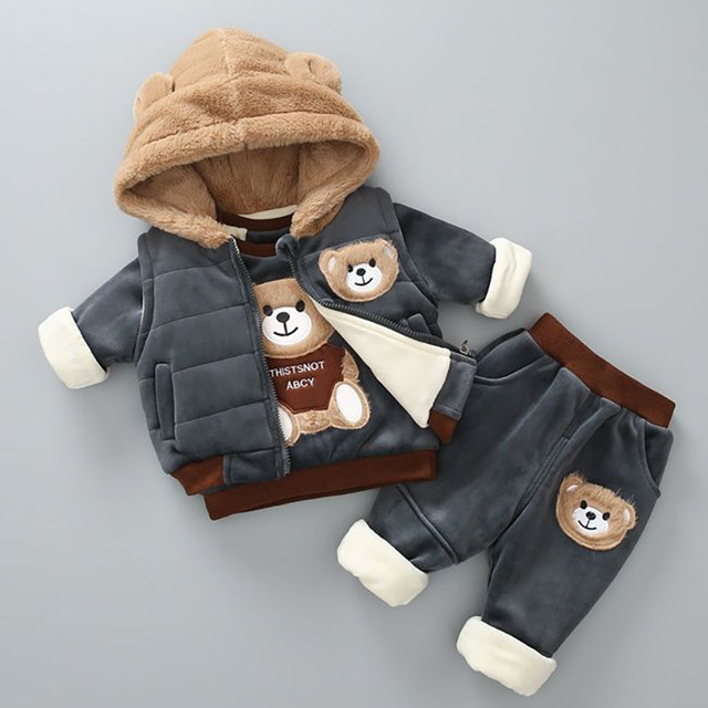 Children's baby winter clothing plus velvet infant winter suit ...