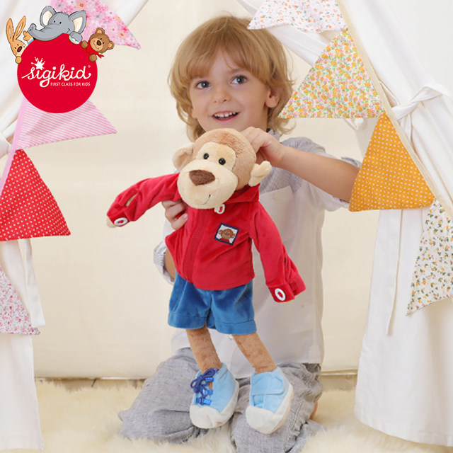 Sigikid baby learns to wear clothes independently plush toy monkey rabbit teacher gift for boys ...