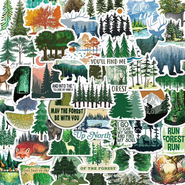 50 pieces of protection forest theme stickers simple waterproof mobile ...