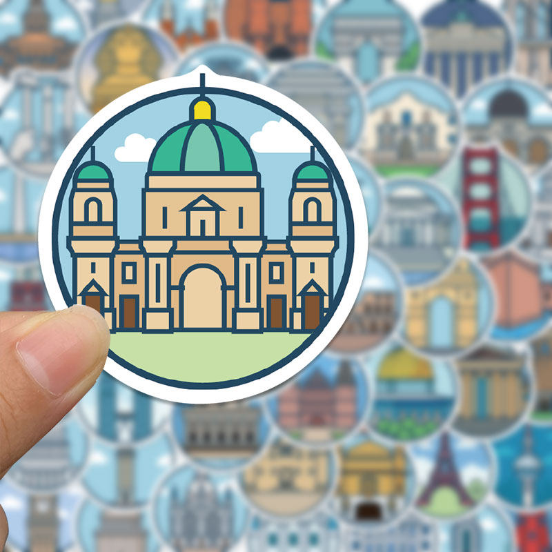 55 world landmark stickers, icons, scenic spots, mobile phone cases ...