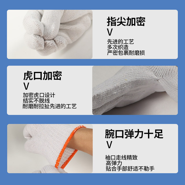 Cotton labor protection gloves for work, white yarn, wear-resistant ...