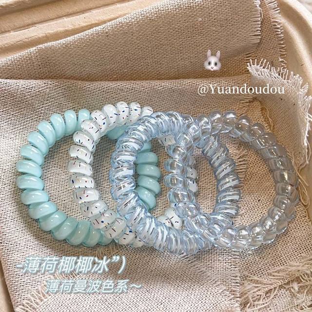 Mint coconut ice mambo color phone line hair loop temperament rubber ...