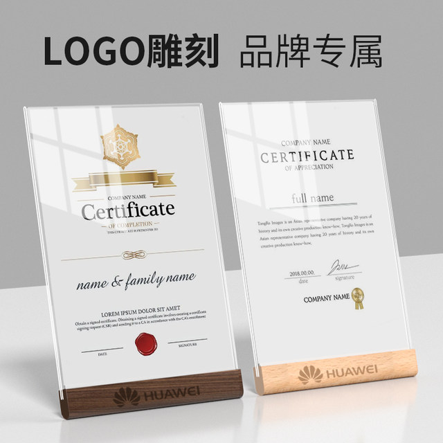 Solid wood L-shaped table card frame acrylic display board billboard ...