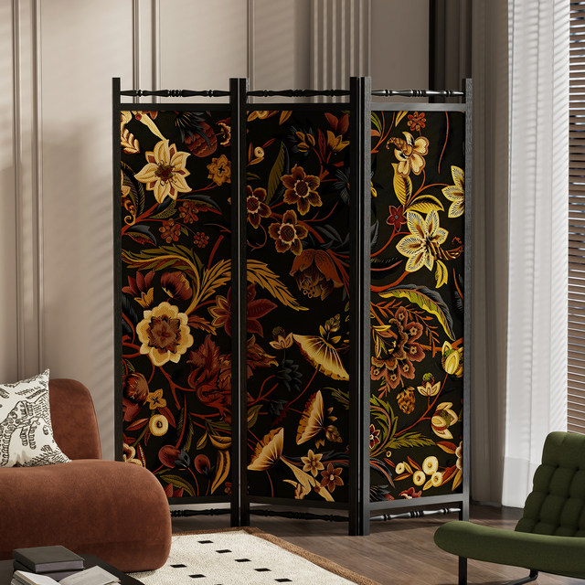 Medium style solid wood screen paint painting screen office art movable ...