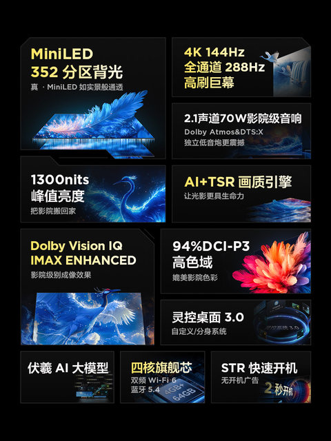 Thunderbird Crane 6 25 models 85-inch MiniLED partition 288Hz ultra-high brush flat-screen TV ...