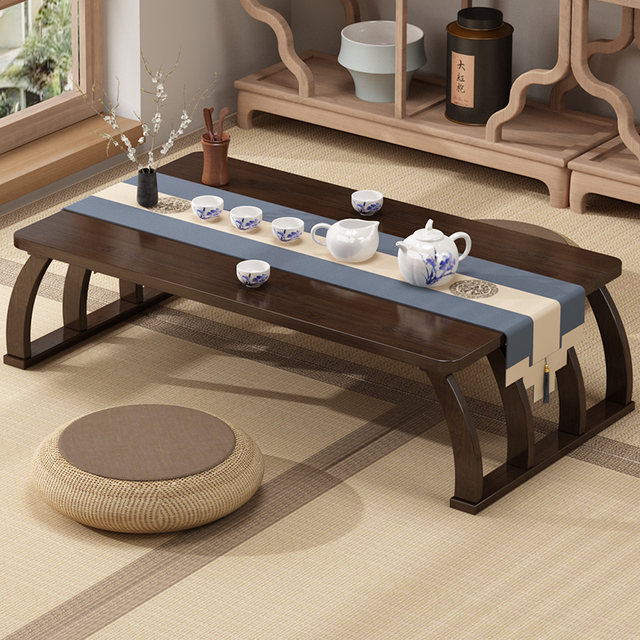 Bay window table home bedroom Kang table tea table solid wood small ...