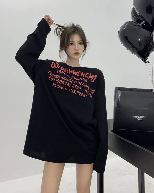 Hong Kong flavor ins letter long-sleeved T-shirt for women in autumn ...