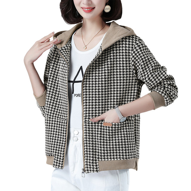 Women's Short Jacket Small Fragrant Style Plus Size Women's Houndstooth ...