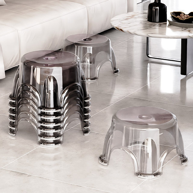 Transparent small stool household plastic thickened living room coffee ...