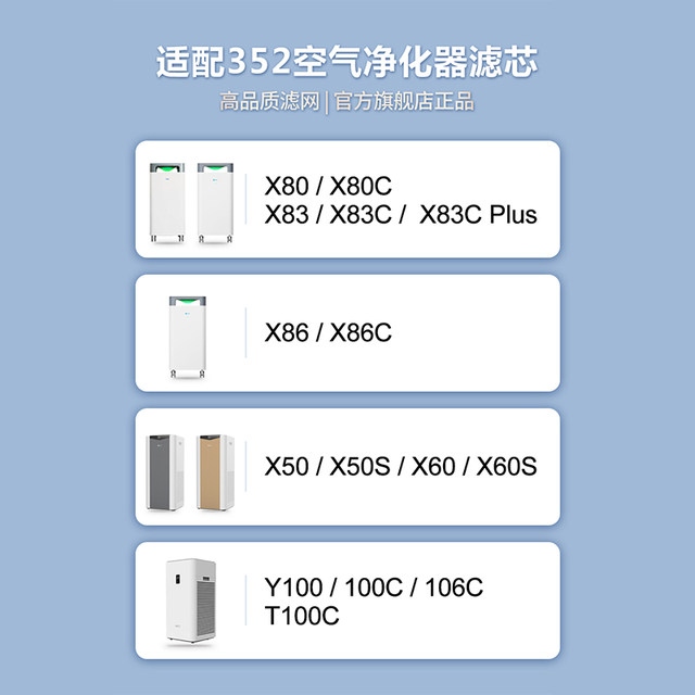 Suitable for 352 air purifier filter x50/60/y100/x80/83/86/88/c filter ...