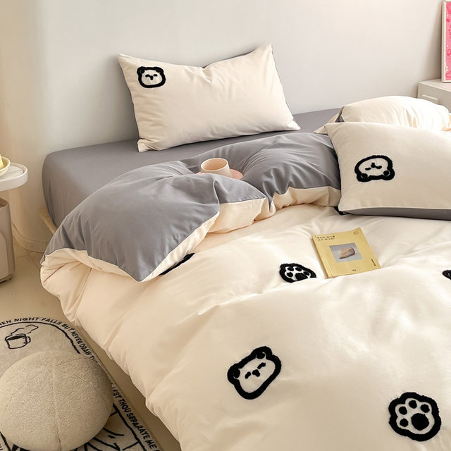 MUJI New arrival ins Cotton Towel Embroidered Cartoon Four-piece Set ...