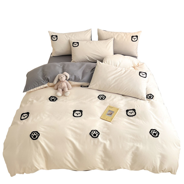 MUJI New arrival ins Cotton Towel Embroidered Cartoon Four-piece Set ...