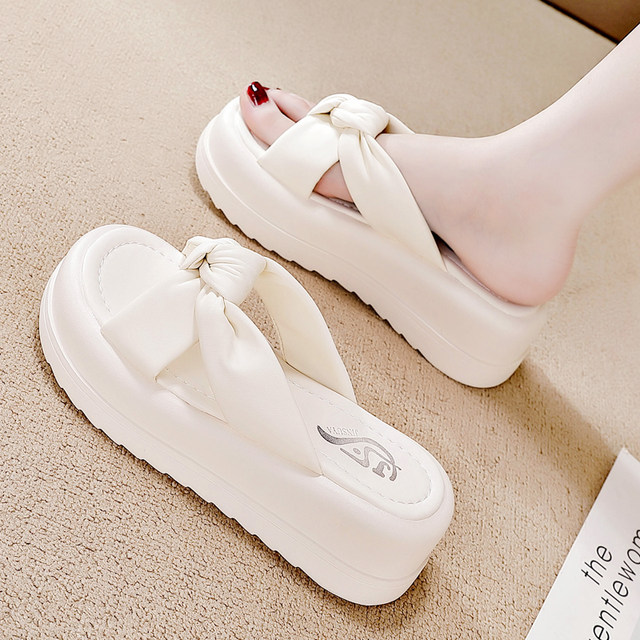 Genuine leather slippers for women 2024 summer outer wear thick-soled ...