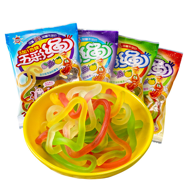 Colorful Rope Gummy Candy Fruity Flavor Internet Celebrity Childhood ...