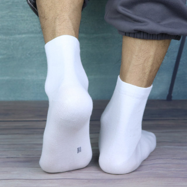 Men's pure cotton socks summer mid-tube solid color thin section summer ...