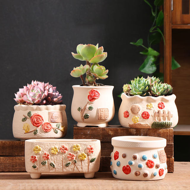 Lotus pond moonlight succulent flower pot home balcony red pottery ...