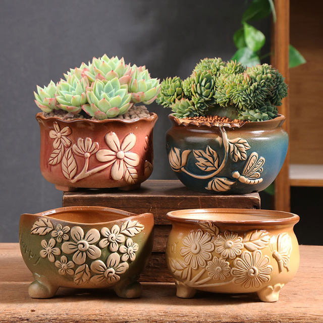 Lotus pond moonlight succulent flower pot home balcony red pottery ...