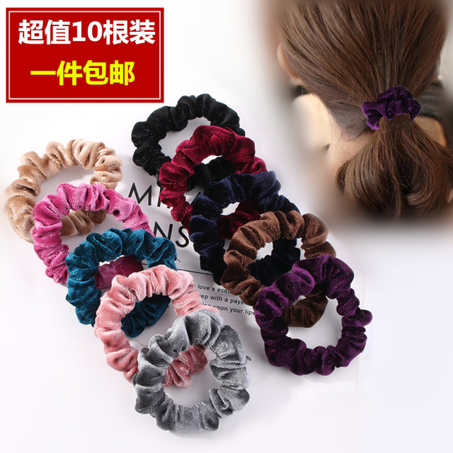 Simple velvet hair ring high elastic hair rope tie hair ponytail rubber ...