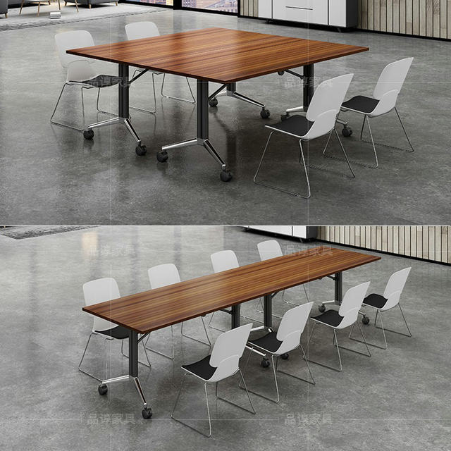 Folding conference table long table office desk removable splicing long ...