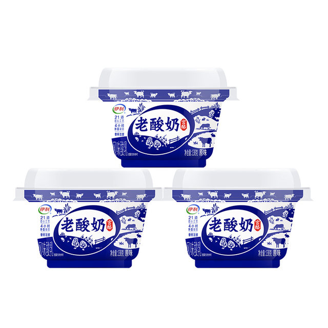 Yili Gong cheese old yogurt bowl 138g*12 cups flavored yogurt original ...