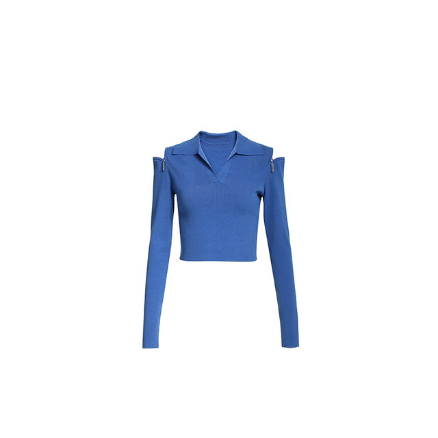 ochirly Ou Shili polo collar short sweater women's autumn top off ...