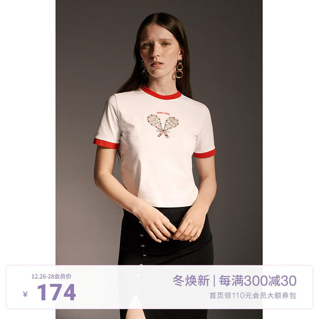 Black label series Ou Shili Short -shoulder short -sleeved T -shirt ...