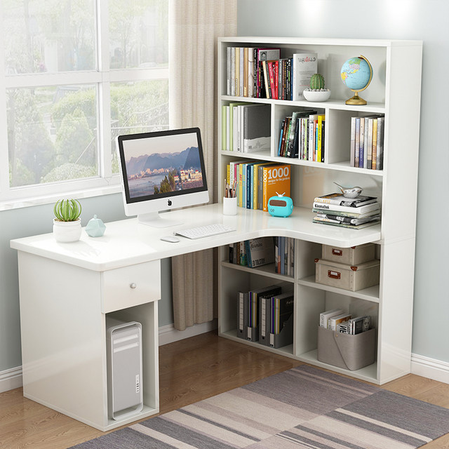 Computer desktop table corner desk bookshelf combination simple home ...