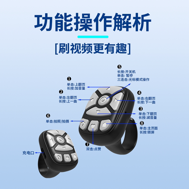 Multifunctional ring mobile phone bluetooth control remote control ...