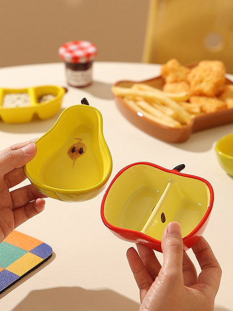 Ceramic cute dipping sauce dish fruit shape seasoning dish snack plate ...