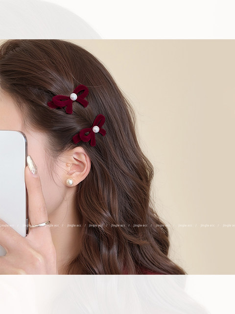 Red hair accessories hair clip 2025 new high-end hair card accessories ...