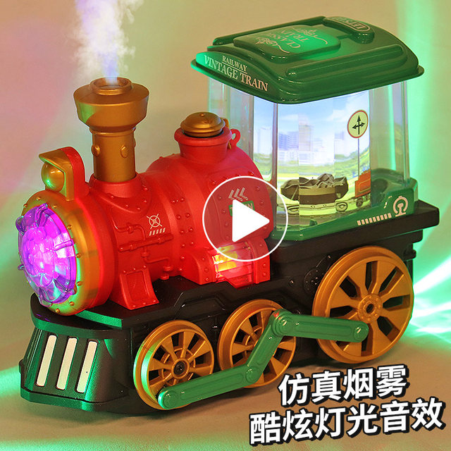 Electric steam train universal wheel spray locomotive model children ...