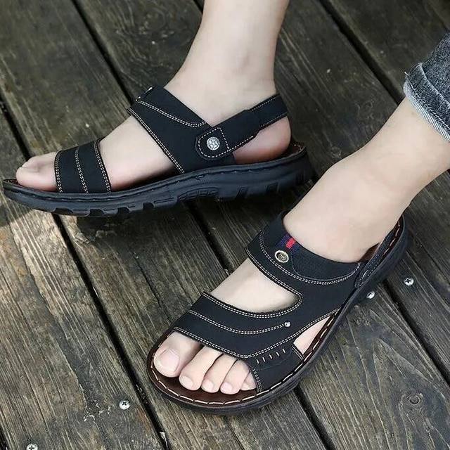 Outdoor driving sandals men's summer imitation leather soft-soled ...