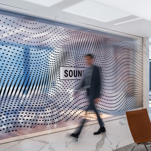 Office partition wall glass sticker white black gradient anti ...