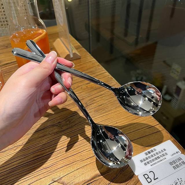 Oval stainless steel spoon Household cute children spoon thickened ...