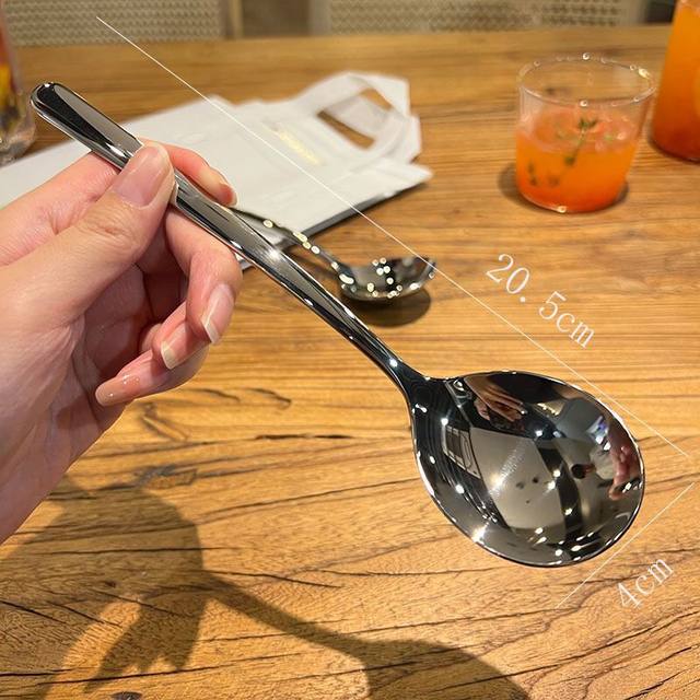 Oval stainless steel spoon Household cute children spoon thickened ...